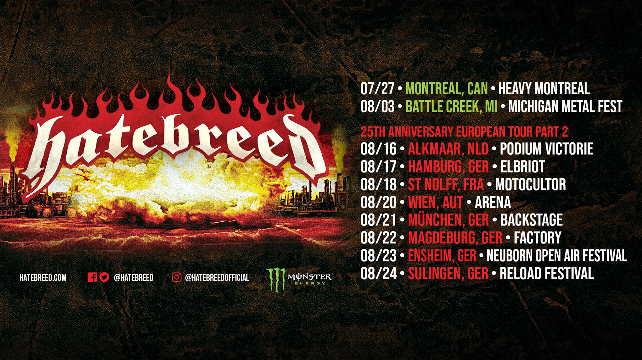 Tour : HATEBREED - 25th Anniversary European Tour Part 2