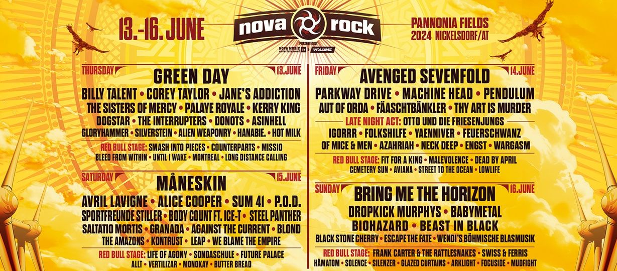 Nova Rock 2024: So sieht der Timetable aus!